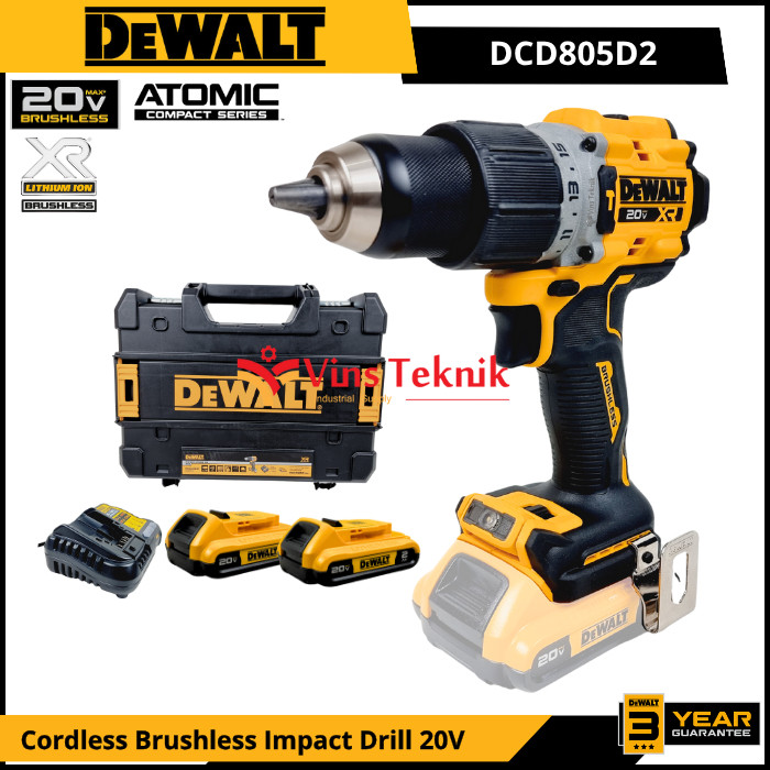 Jual DEWALT DCD805D2 Mesin Bor Baterai Cordless Brushless Impact Drill ...