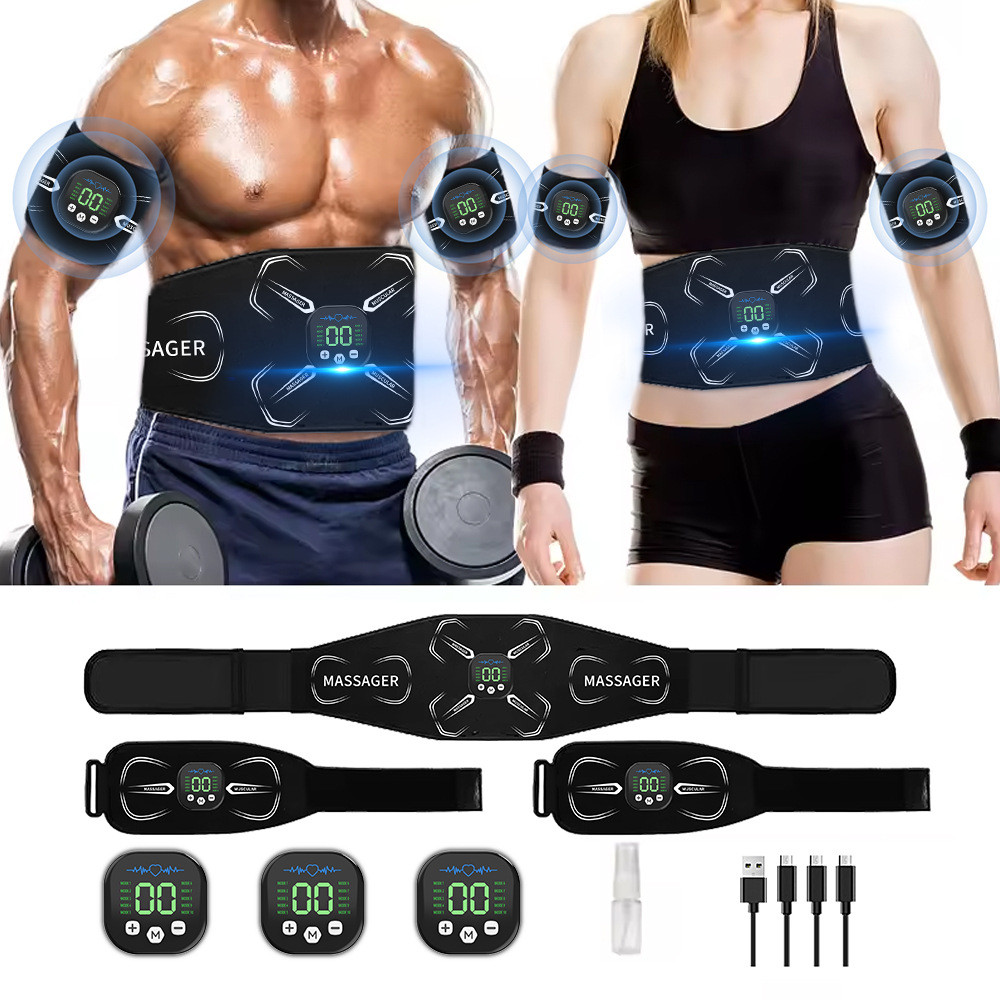 Jual Portable EMS Muscle Stimulator Set – Electric Abdominal Belt & Arm ...