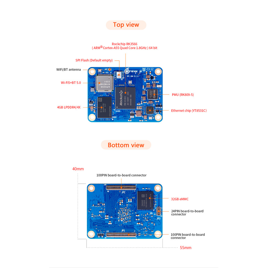 Jual Orange Pi CM4 4GB RAM 32GB EMMC DDR4 Rockchip RK3566 Orange Pi ...