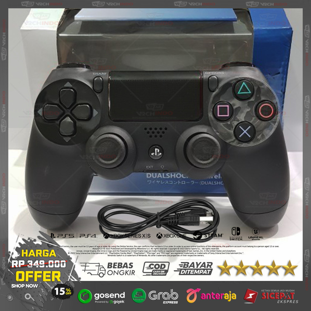Jual Stick Gamepad Wireless PS4 / DS4 Original Premium Series Include USB Charger With BOX Stik ...