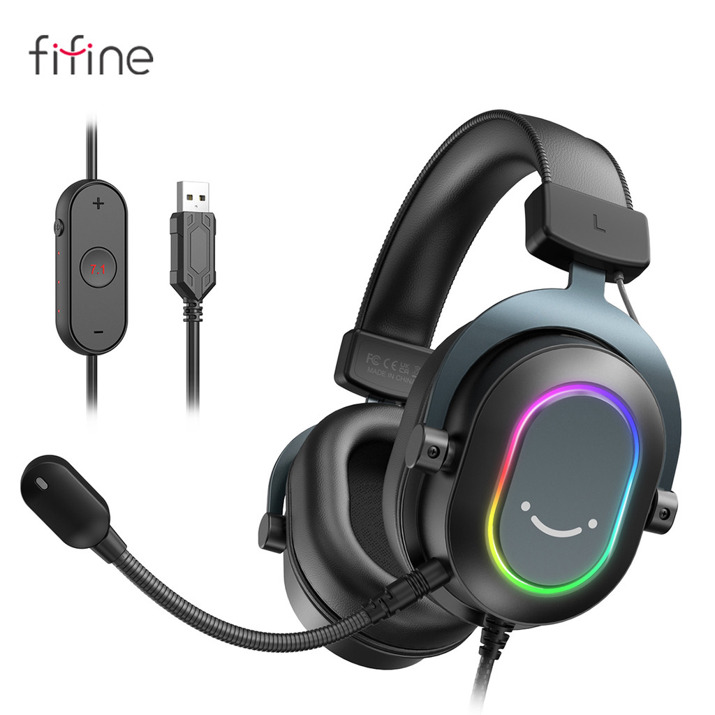 Jual Fifine Dynamic RGB Gaming Headset with Mic Over-Ear Headphones 7.1 ...