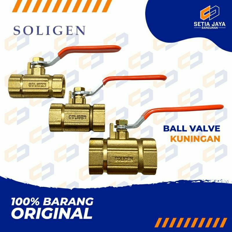 Jual Stop Kran / Keran / Ball Valve Soligen Kuningan 1/2 / 3/4 / 1 Inch ...