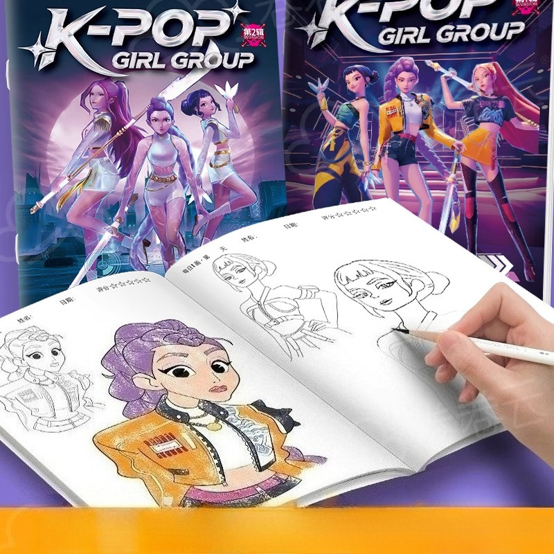 Jual Kpop Demon Hunters Tracing Painting Anime Cartoon Line Drawing ...