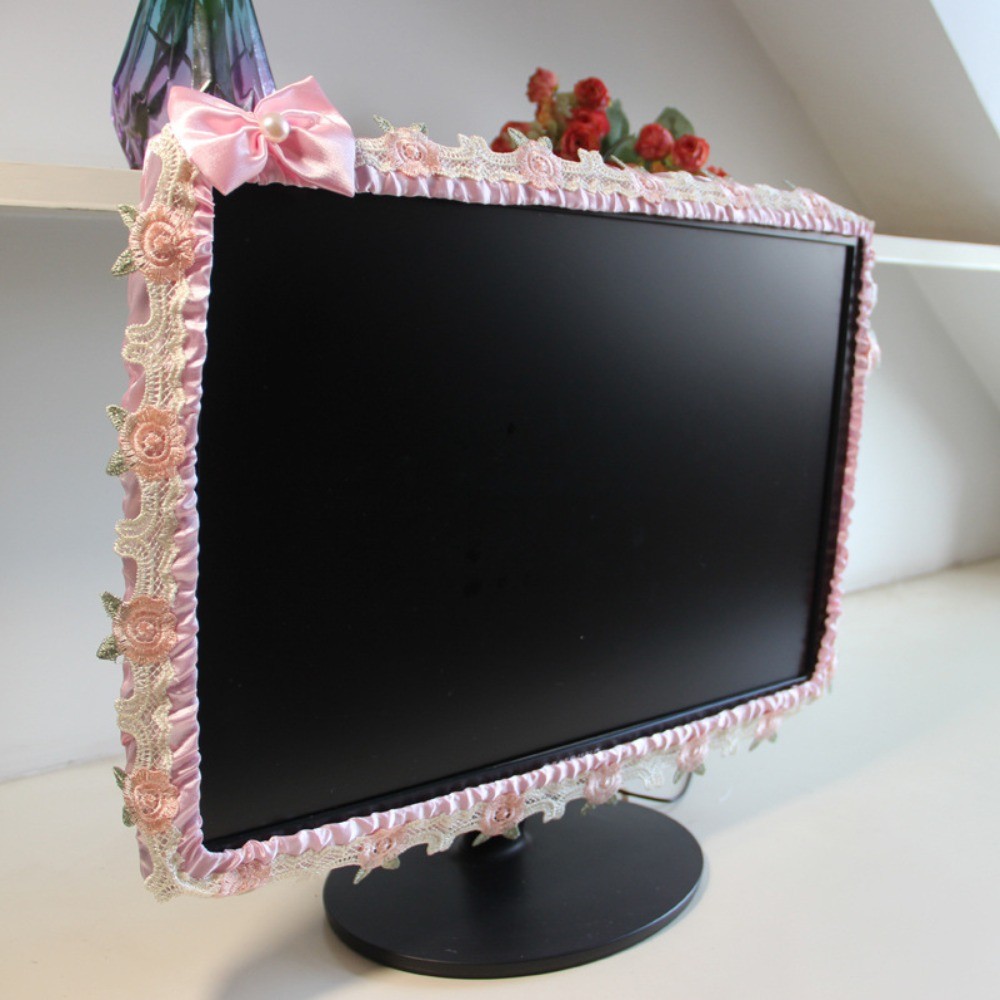 Jual Bow Tie Computer Monitor Cover Lace Design Soft Fabric Monitor ...