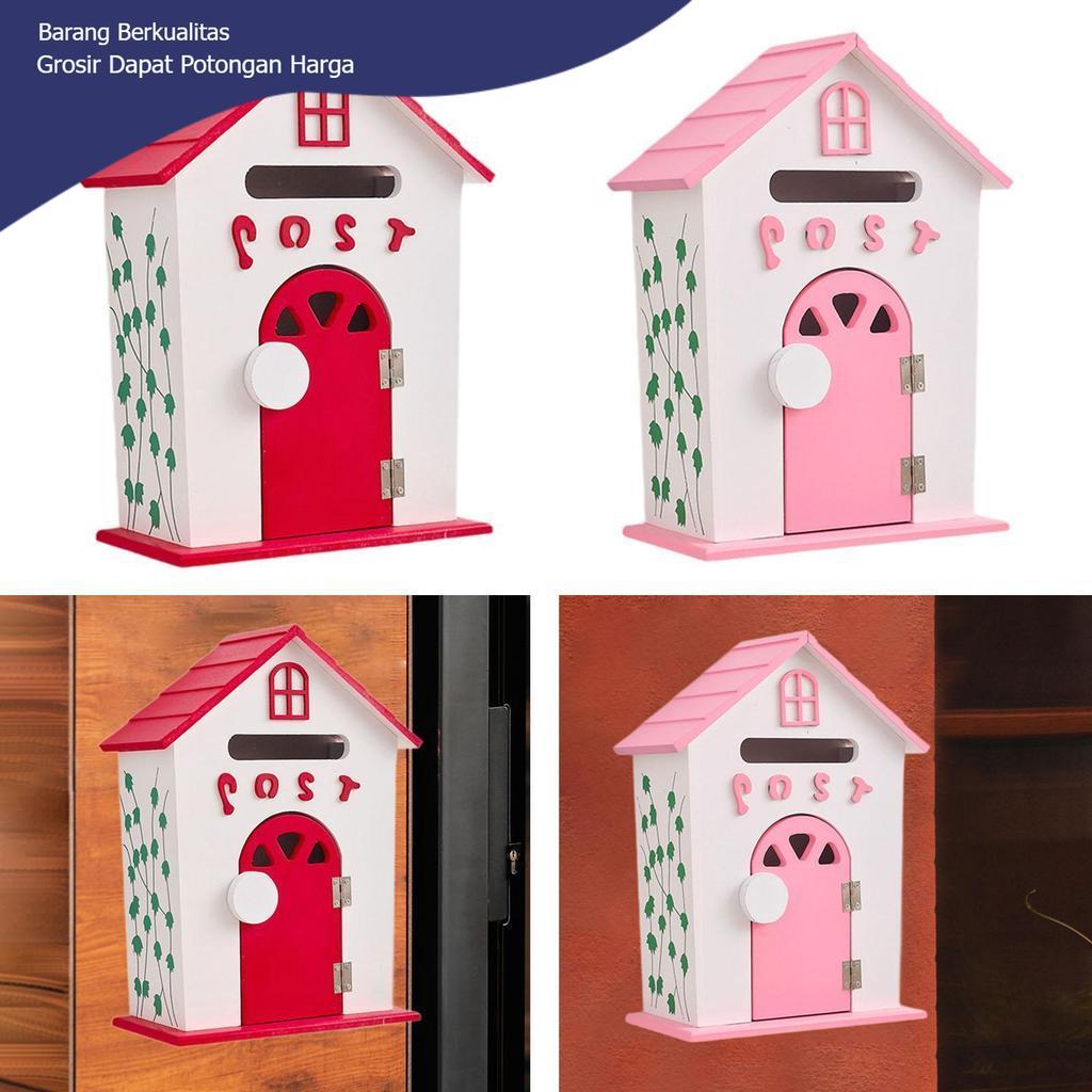 Jual Locking Mailbox Wood Weatherproof Tree Hole Mail Box Wall Mount Mailbox Drop Box Letterbox ...