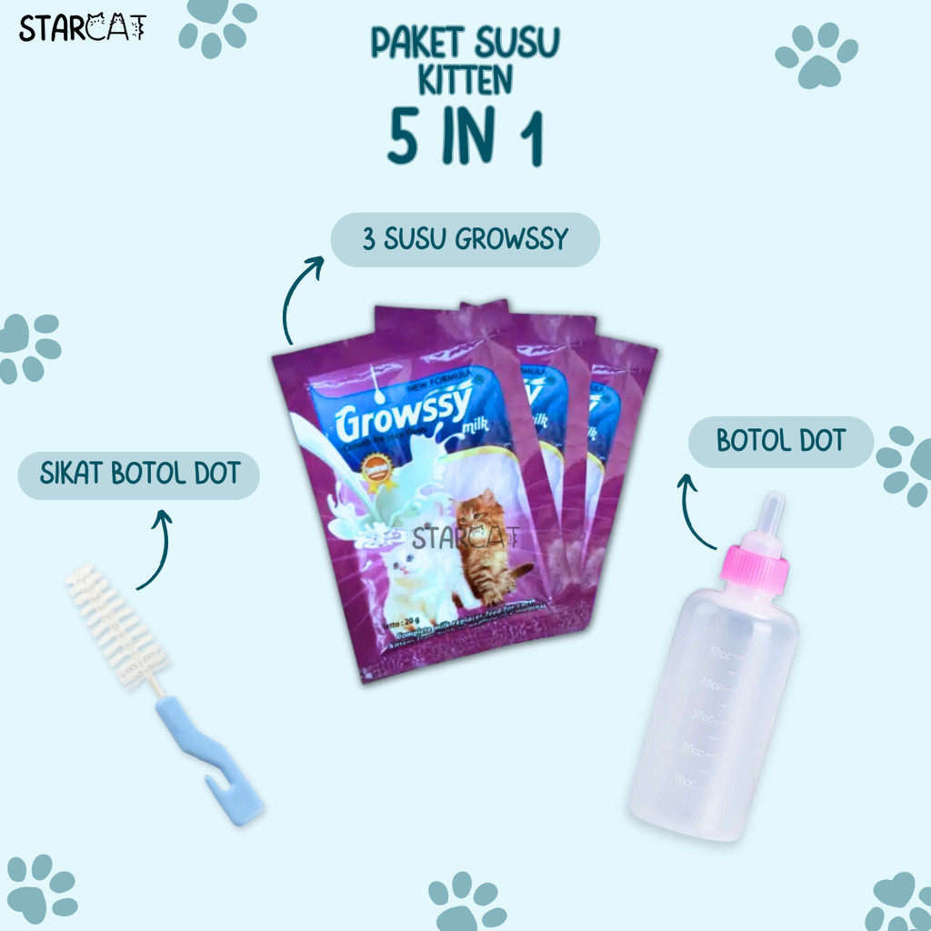 Jual SC 5in1 Paket Susu Growssy Botol Dot Anak Kucing Kitten Bayi Baru ...