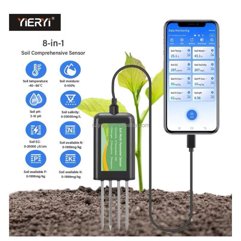Jual GRUN Alat Tester Tanah Smart 8-in-1 Soil NPK Sensor USB Android ...
