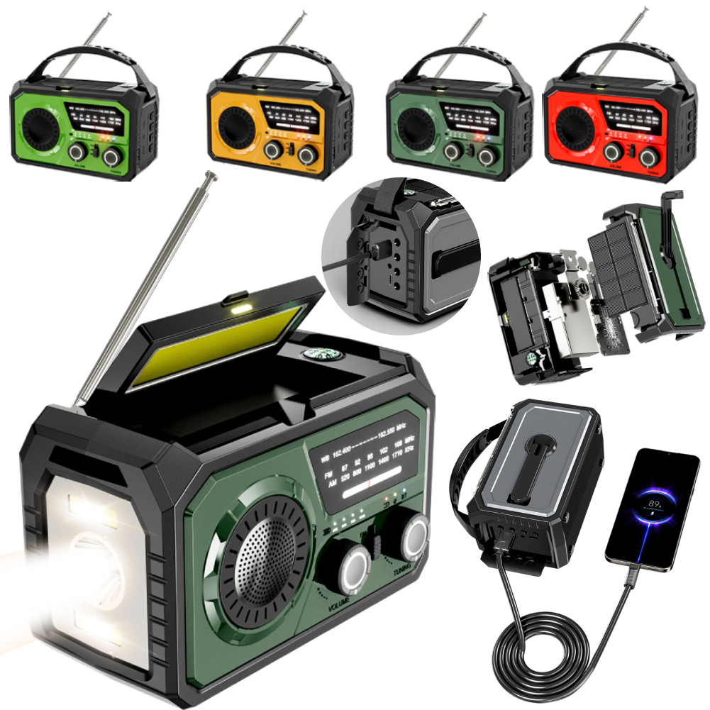 Jual 16000mah Emergency Radio AM/FM/WB Solar Hand Crank Radio LED ...