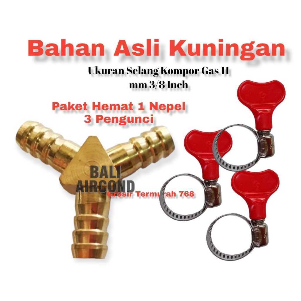 Jual NEPEL CABANG 3 SELANG GAS 3 PCS KLEM SELANG NEPEL KUNINGAN Y/T ...