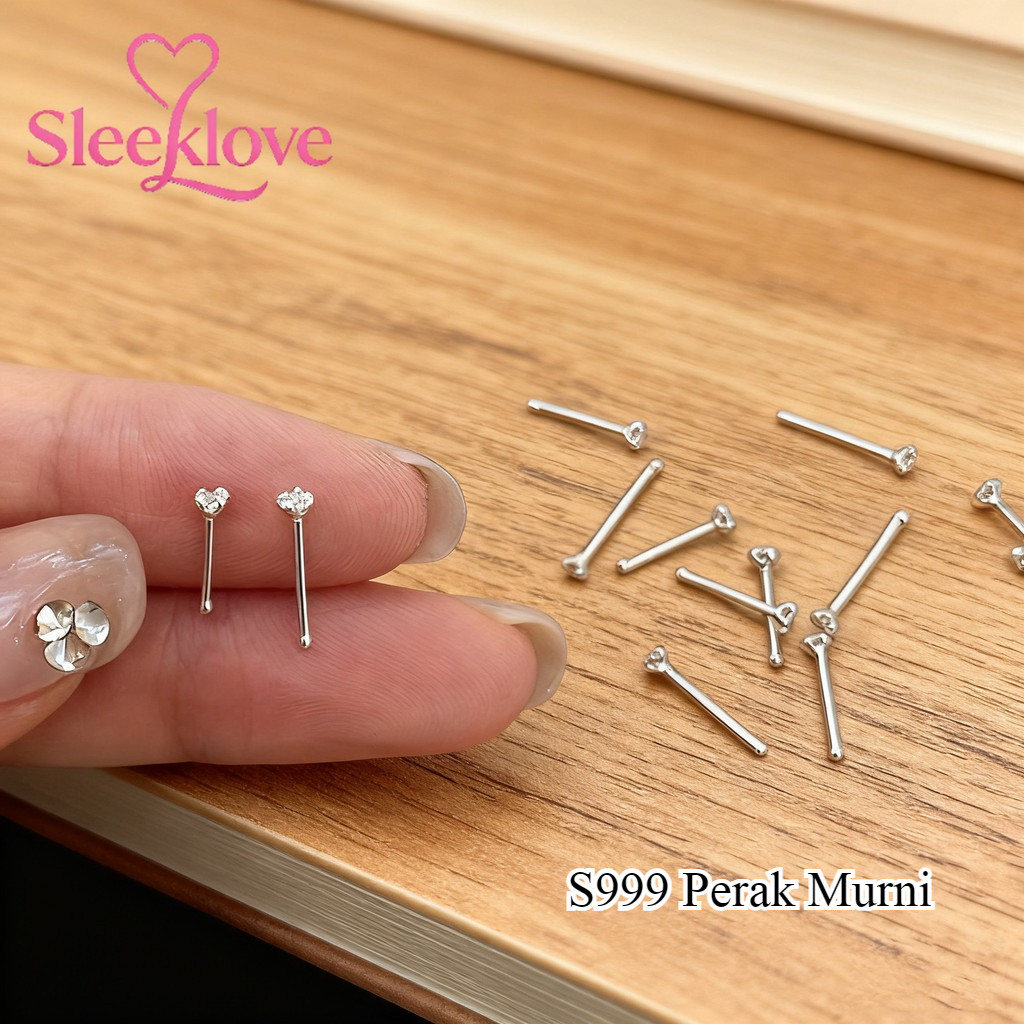 Jual Sleeklove Anting Wanita 999 Perak Murni Mini Zirkon Tulang Telinga ...