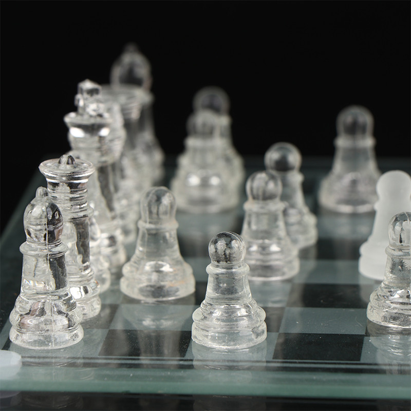 Jual 1Set Craft Crystal Glass Chess Set Acrylic Chess Board Anti-broken ...