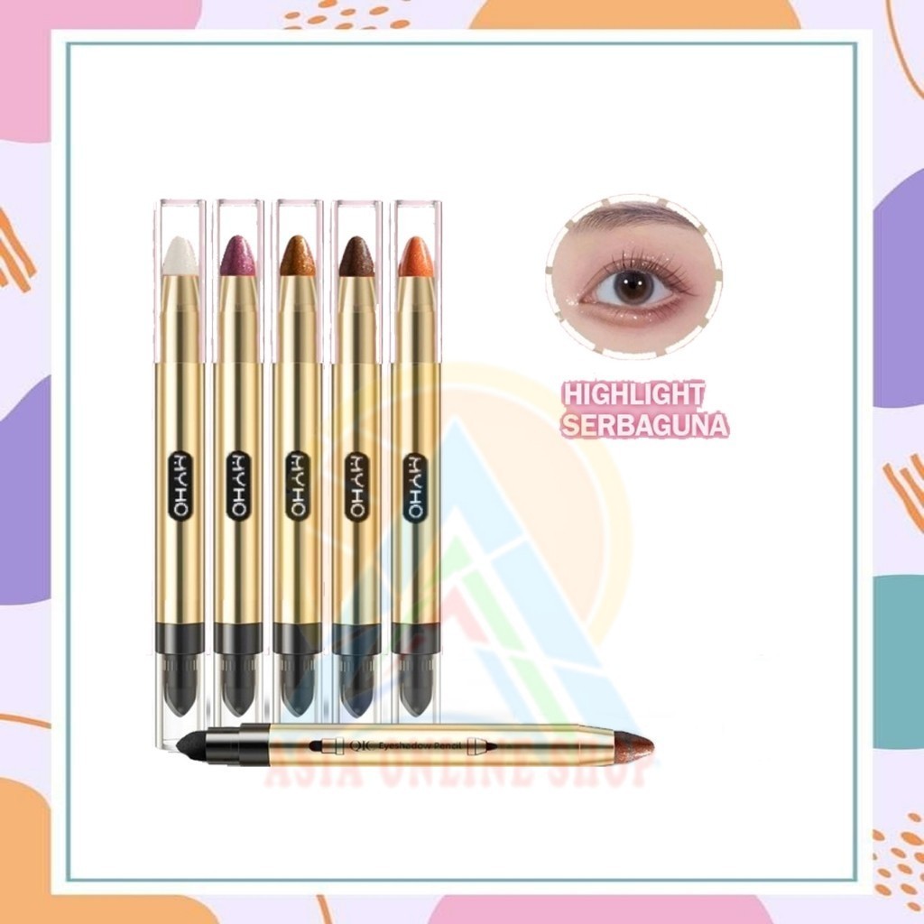 Jual MYHO Eyeshadow Pensil 2 In 1 Plus Brush Matte Berkilau 6 Warna ...