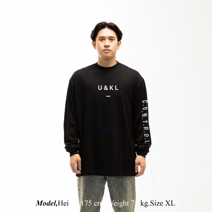 Jual UNKL347 Long Sleeve Black Bahan Combed Motif Simpel GORT LS ...