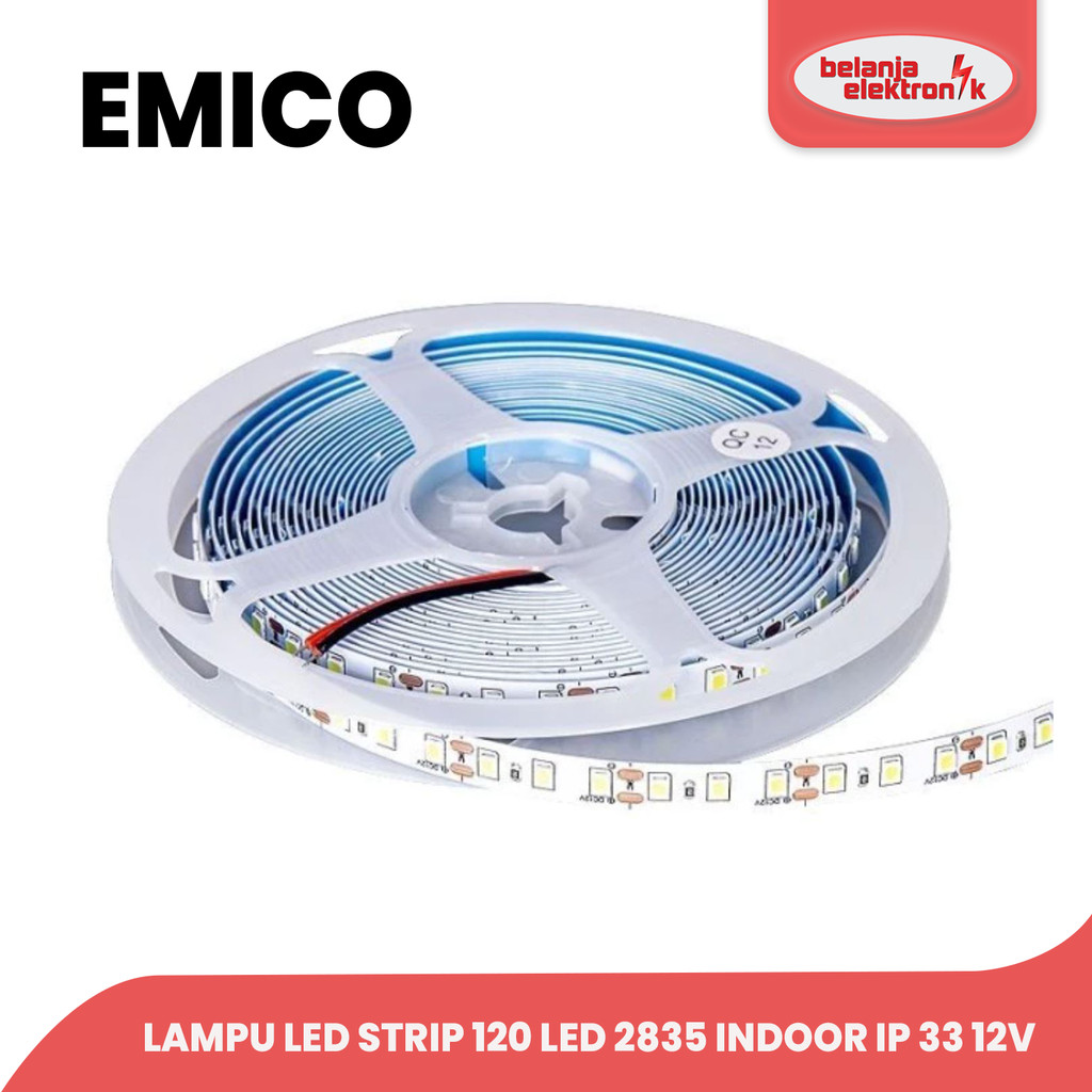 Jual LAMPU LED STRIP 120 LED EMICO 2835 / 3528 IP33 12V PUTIH | Shopee ...