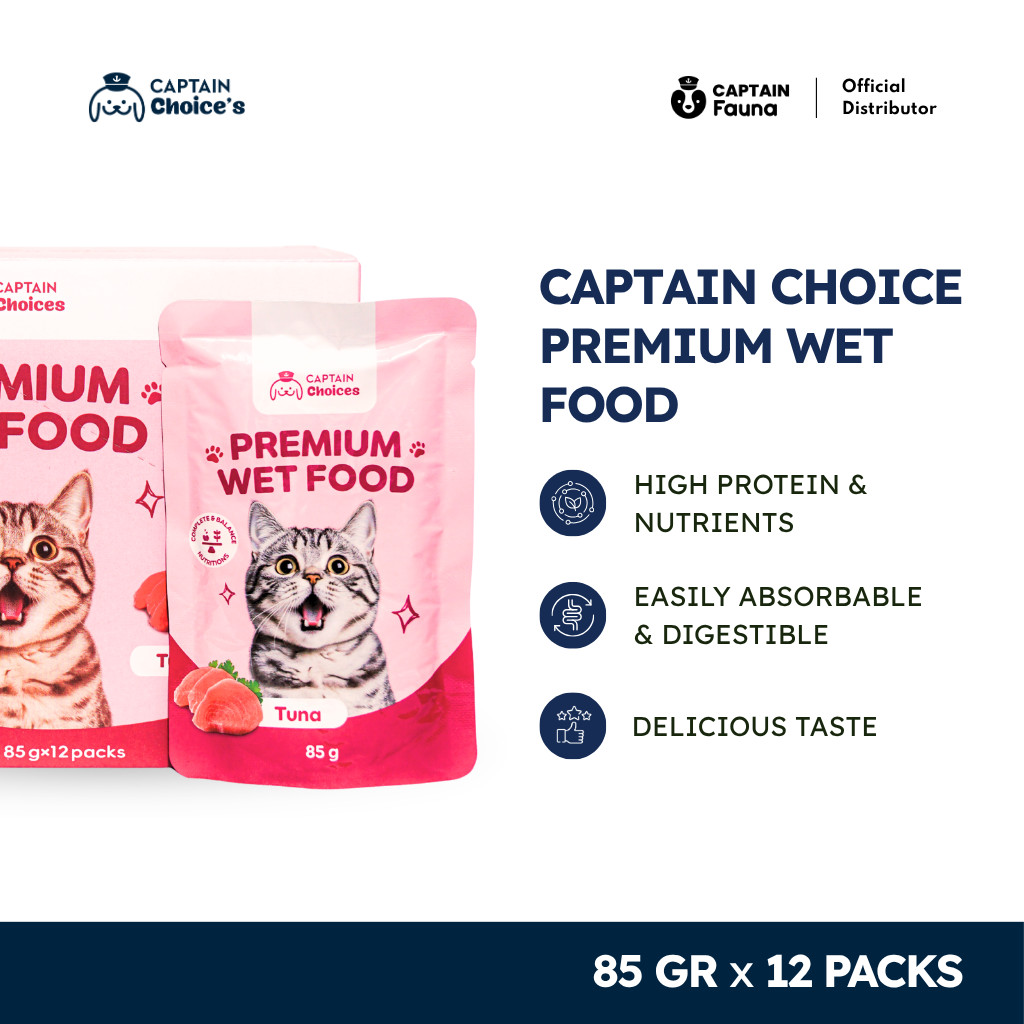 Jual [PAKET ISI 6] Captain Choice Cat Wet Food Pouch 85 g - Makanan ...