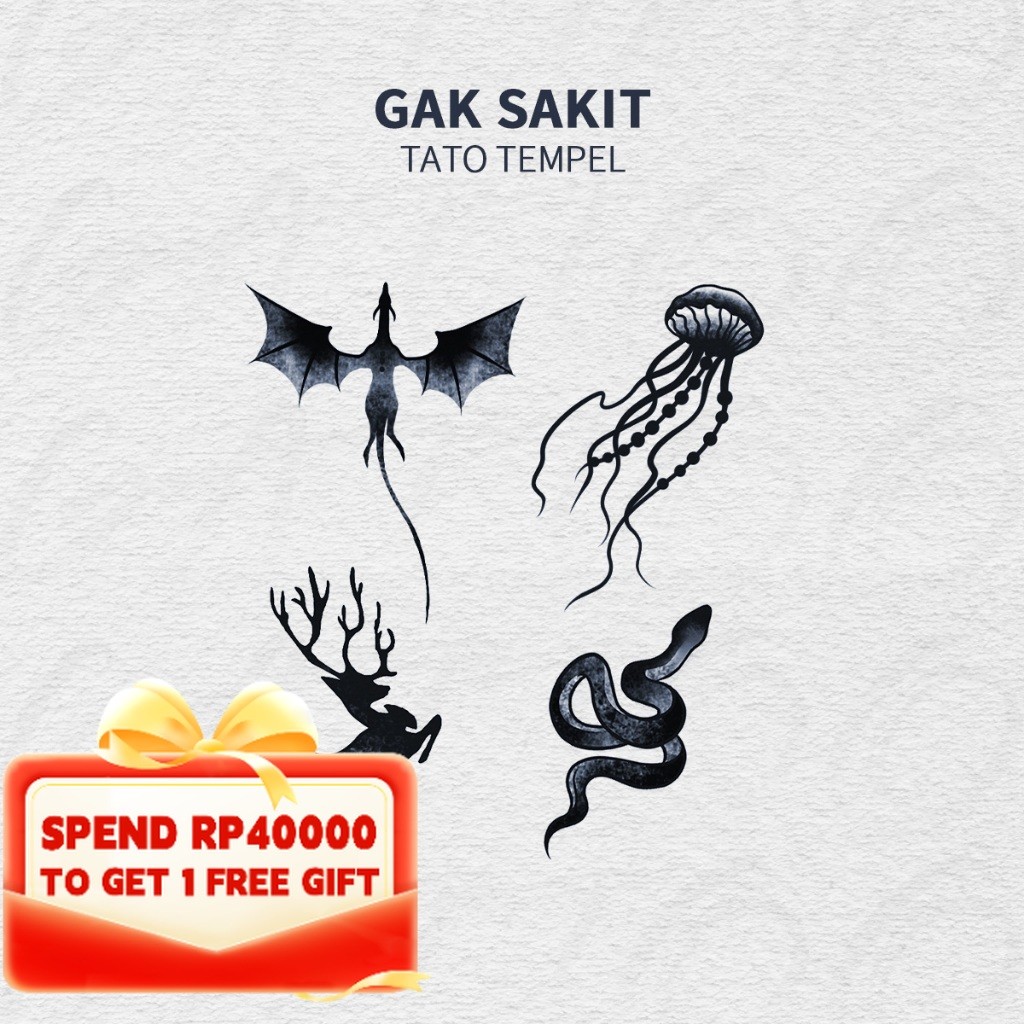 Jual GATTOO M-190【Gambar Kecil Hewan】Tato Temporer Realistis, Tanpa ...