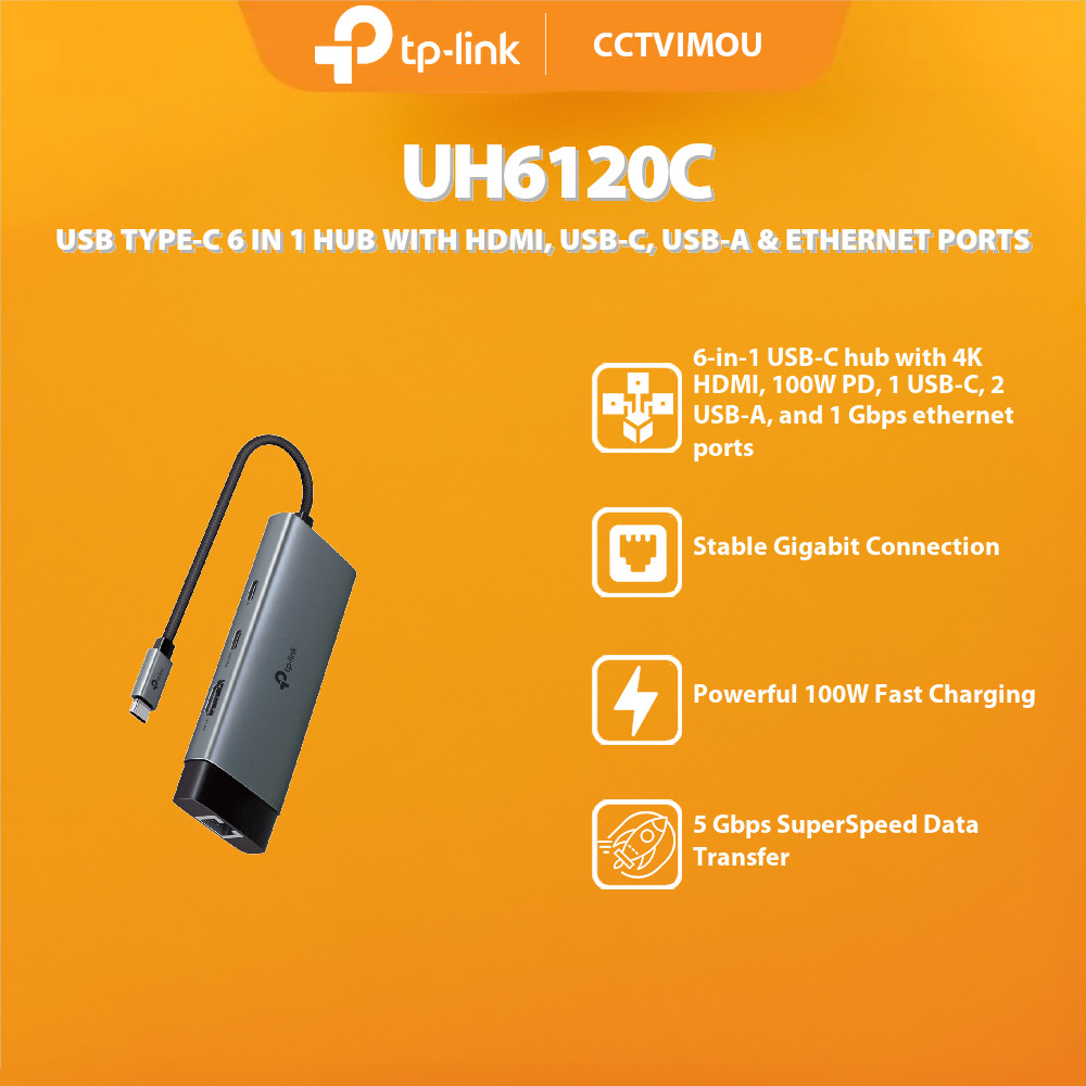 Jual TP-LINK UH6120C USB TYPE-C 6 IN 1 HUB WITH HDMI, USB-C, USB-A ...