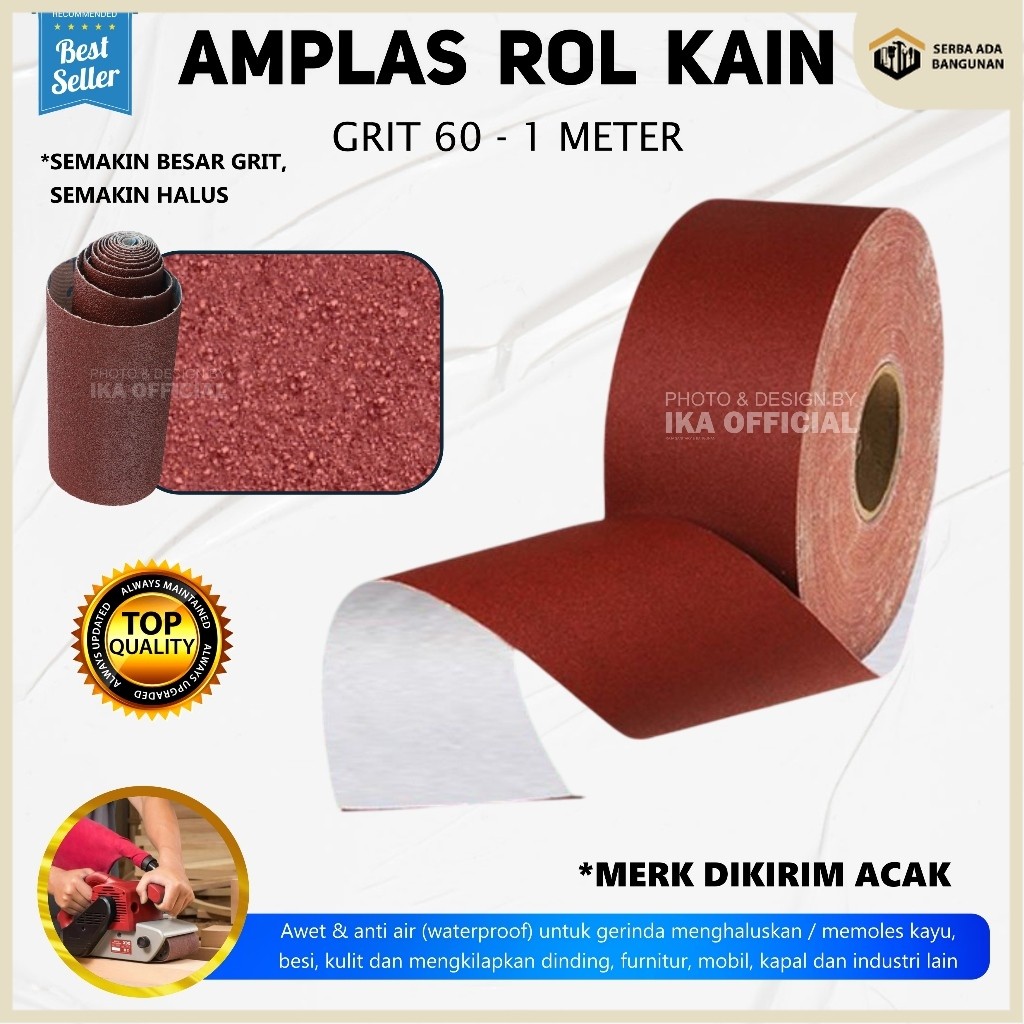 Jual AMPLAS ROLL KAIN ECER Grit 40 60 80 100 120 150 180 220 240 300 ...