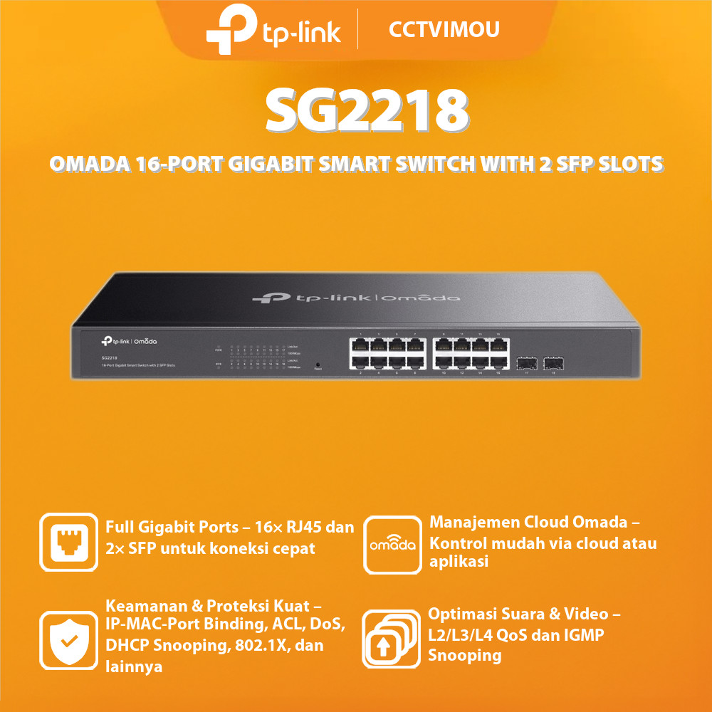 Jual TP-LINK SG2218 OMADA 16-PORT GIGABIT SMART SWITCH WITH 2 SFP SLOTS ...