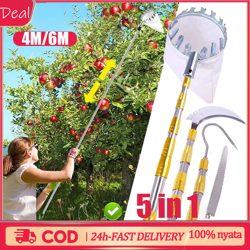 Jual 6M 5in1 Tongkat Panjang Untuk Petik Buah metal fruit picker Alat ...