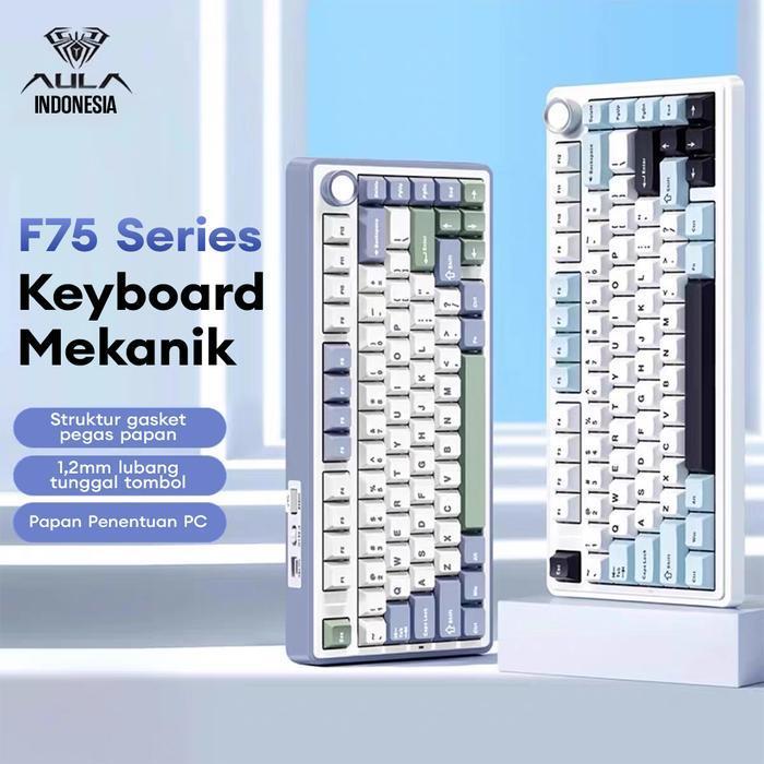 Jual AULA F75 Wireless 75% Mechanical Keyboard Hot Swappable Custom ...