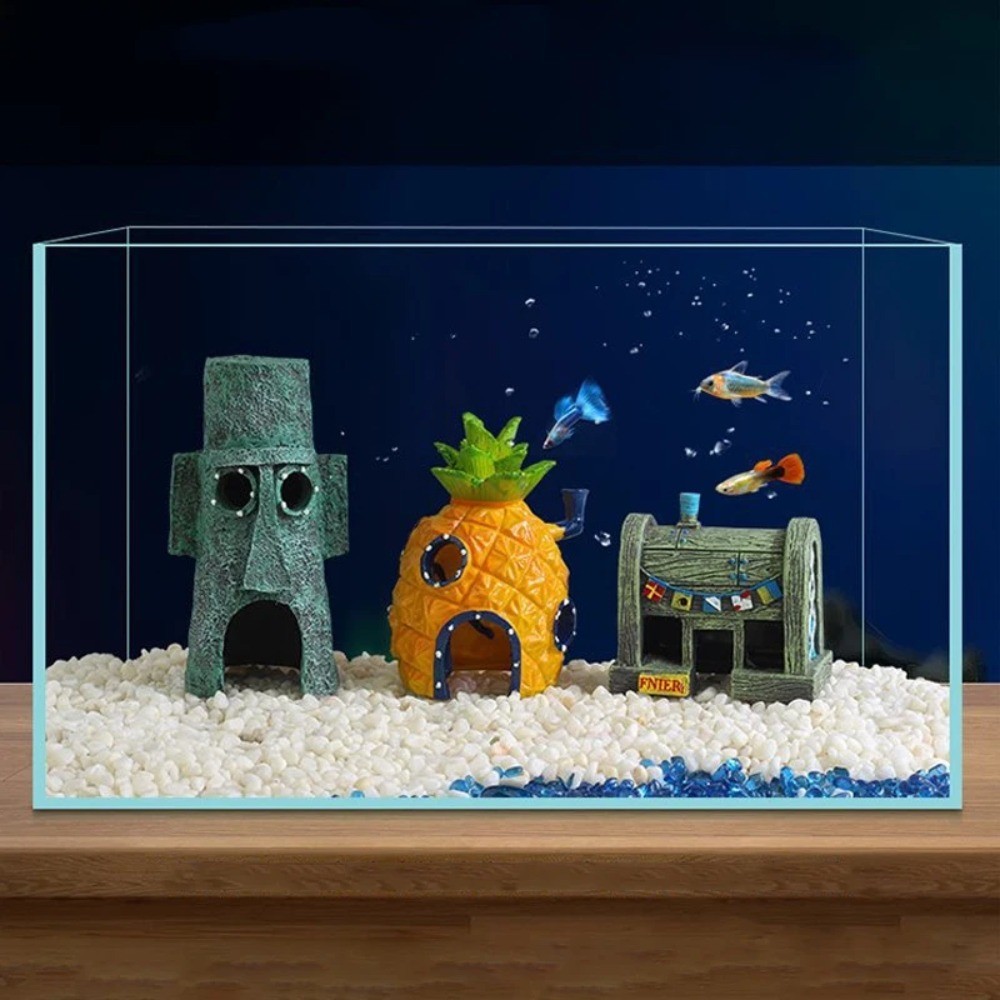 Jual MINISO pineapple house octopus house burger restaurant model toy ...
