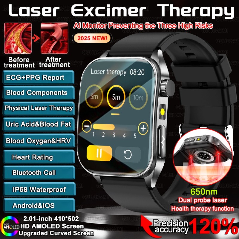 Jual 2025New Laser Excimer Therapy Reduce Three Highs Smartwatch AMOLED ...