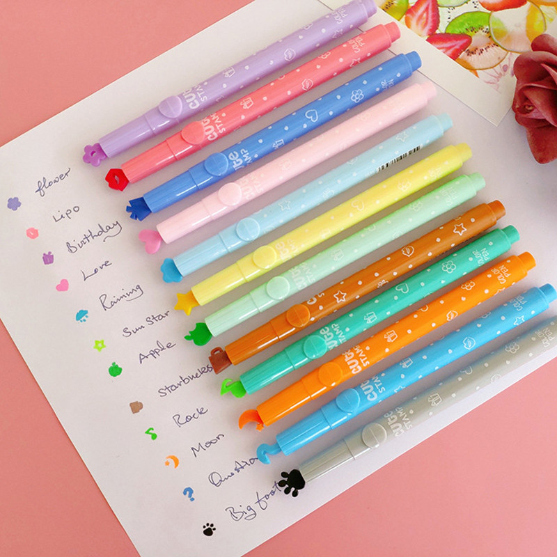Jual 6Pcs/set Cute Candy Color Highlighters Pen Inks Creative Marker ...