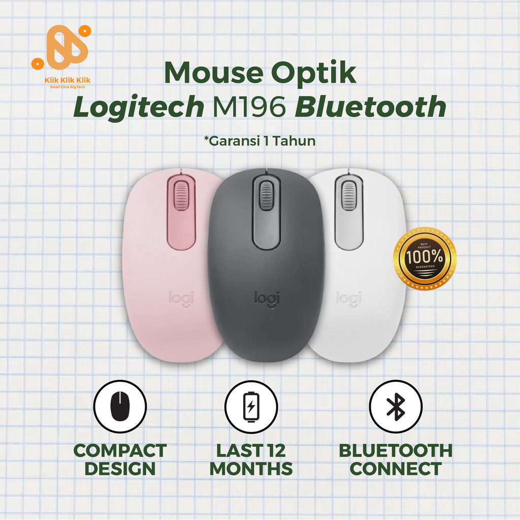 Jual Logitech M196 Mouse Kabel USB Optical Original Sensitif Klik ...