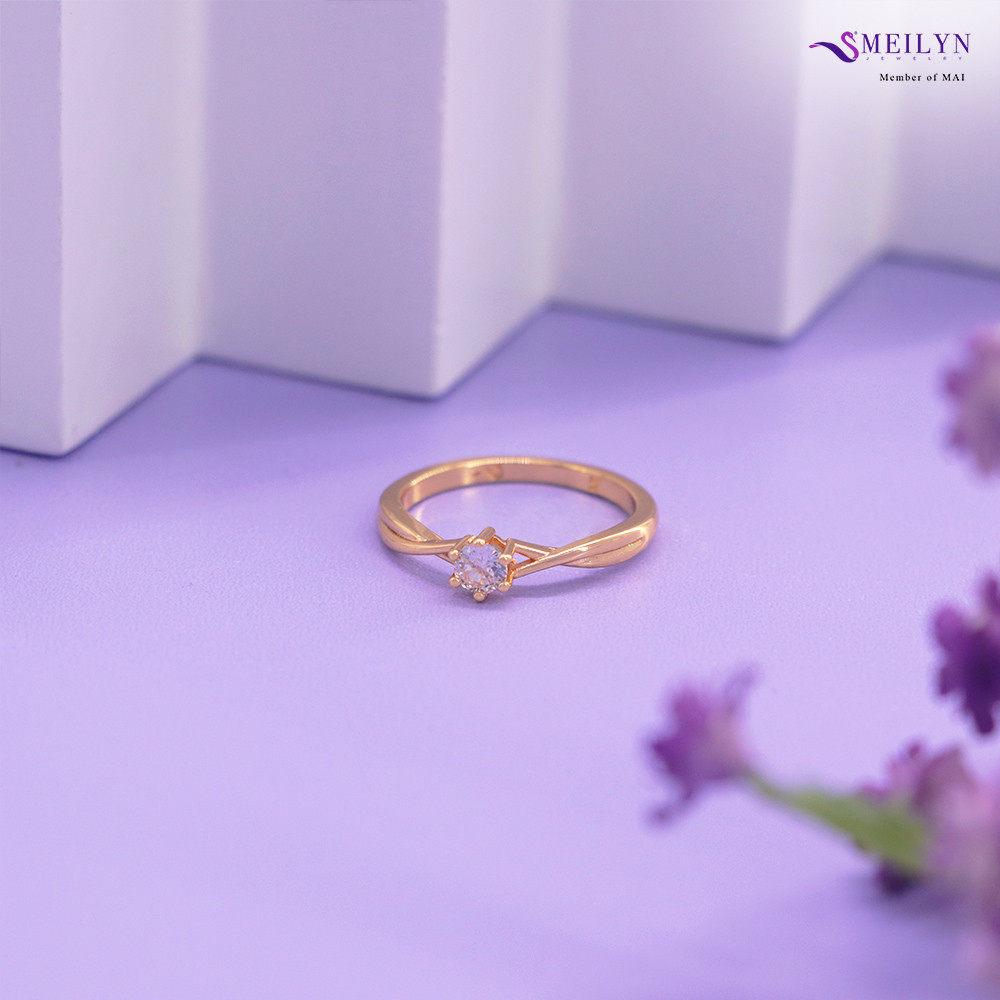 Jual MEILYN Cincin Kasual Wanita Mata 1 GG6 Silang Elegan Lapis Emas ...