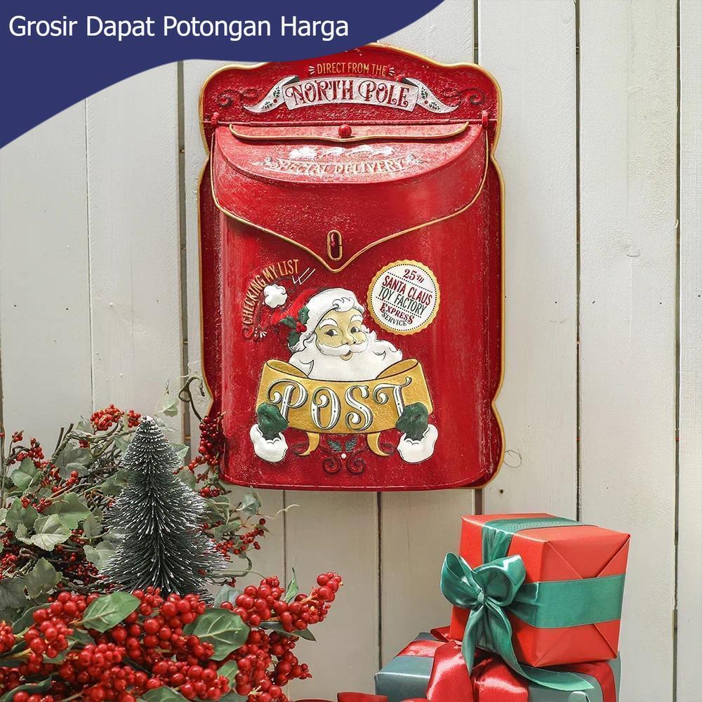 Jual Outdoor Santa Mailbox Post Farmhouse Post Decoration Crafts New ...