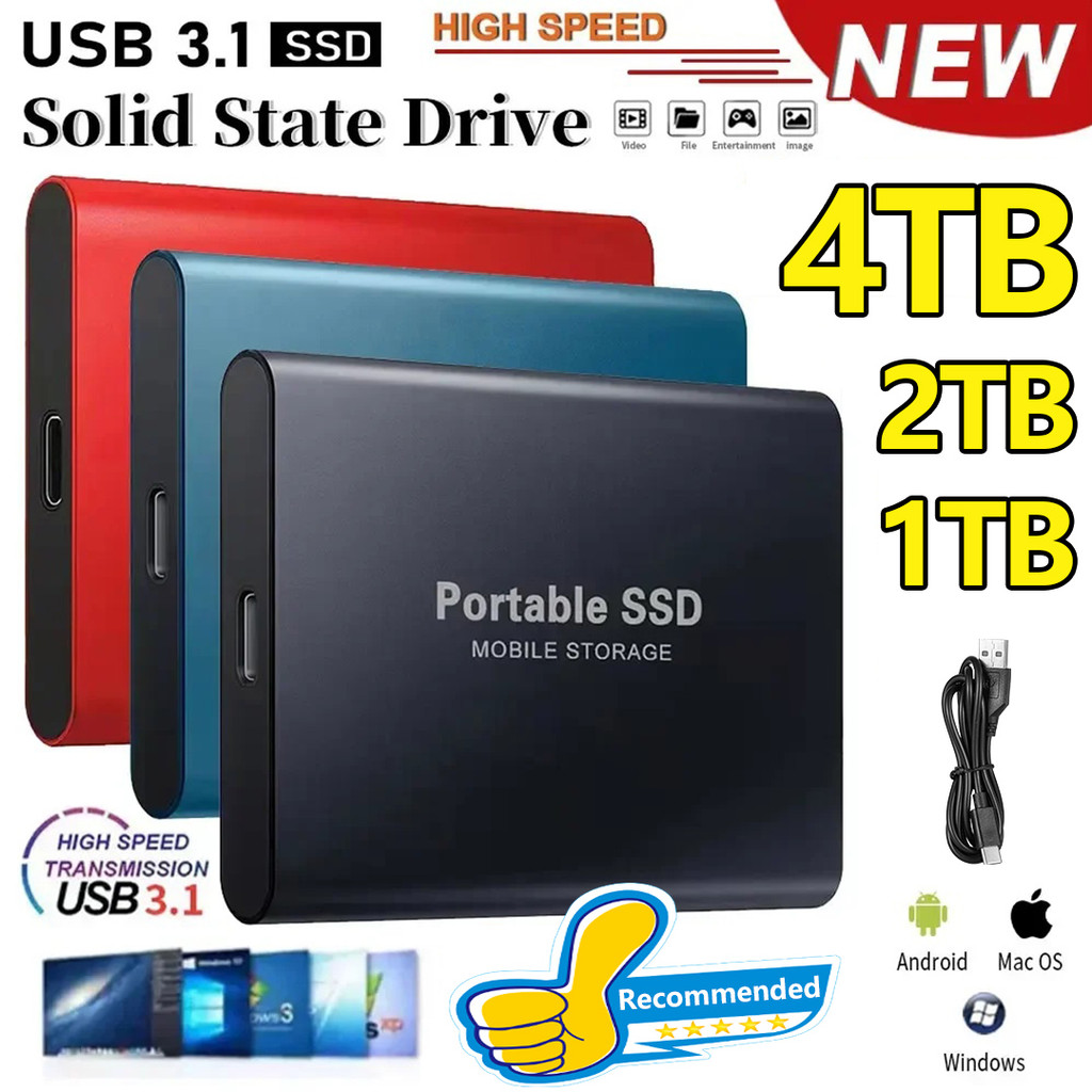 Jual Portable SSD 1TB High Speed Hard Drive USB3.1 Type-C Solid Disk ...