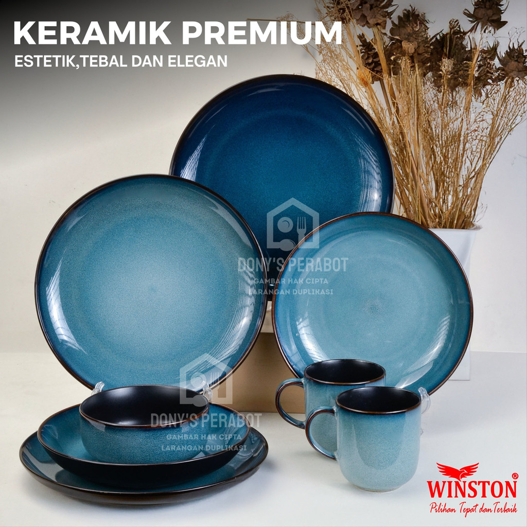 Jual WINSTON Set GLASIR SERIES Piring Keramik Mangkuk Mug Gelas - Tebal ...