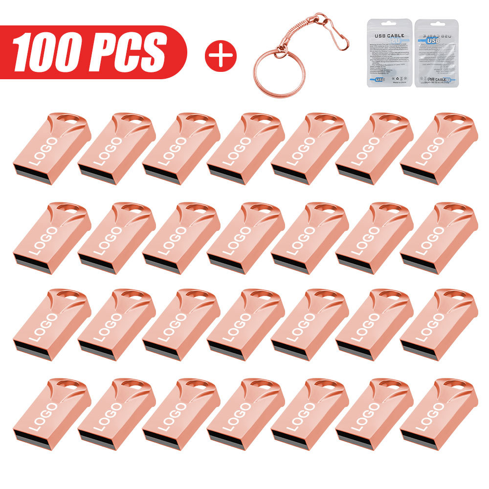 Jual 100pcs/lot Custom Logo Metal USB 2.0 Flash Drive Pendrive 64GB ...