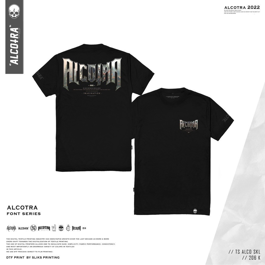 Jual ALCOTRA BALI Original // ALCO SKL // T-SHIRT ALCOTRA SKULL FONT ...