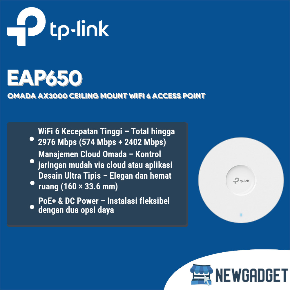 Jual TP-LINK OMADA EAP650 AX3000 CEILING MOUNT WIFI 6 ACCESS POINT ...