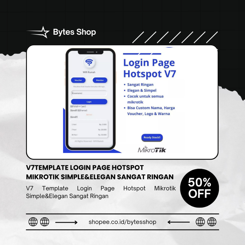 Jual V1-7 Template Login Page Hotspot Mikrotik Simple&Elegan Sangat ...