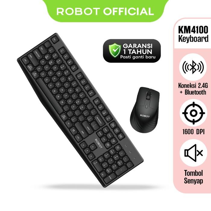 Jual ROBOT KM4100 Keyboard Mouse Dual Mode Wireless 2.4G + Bluetooth ...