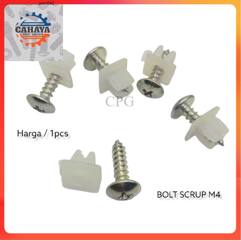 Jual 1 set kancing plastik Clip klip dudukan baut Scrup Skrup baut m4 ...