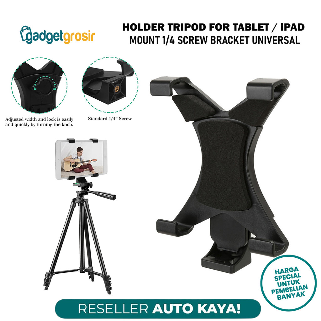 Jual Holder Tripod For Tablet iPad Universal Mount 1/4 Screw Lebar 11 ...