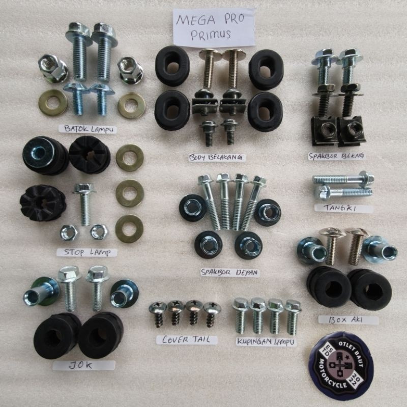 Jual Baut Megapro fullset full body baut motor Megapro Primus | Shopee ...