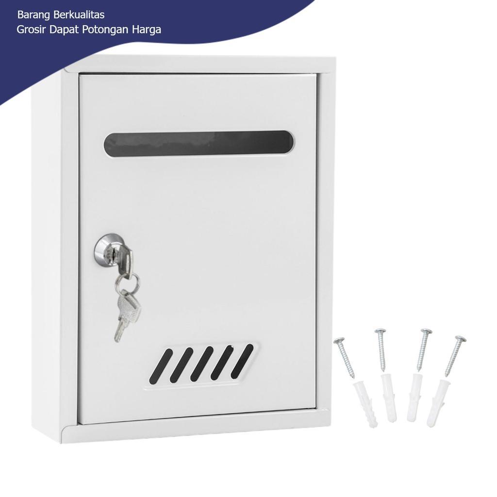 Jual Wall Mount Mailbox Security Drop Box Letter Box with 2 Keys ...