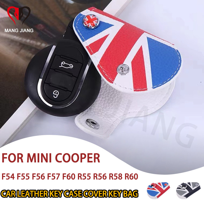 Jual Car Smart Key Case Cover Leather Union Jack Key Bag For Mini Cooper F54 F55 F56 F57 F60 R55 ...