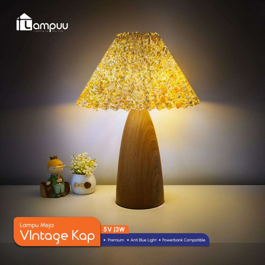 Jual Lampu Meja Vintage Nordik - Desain Besi & Kayu Imitasi Premium ...