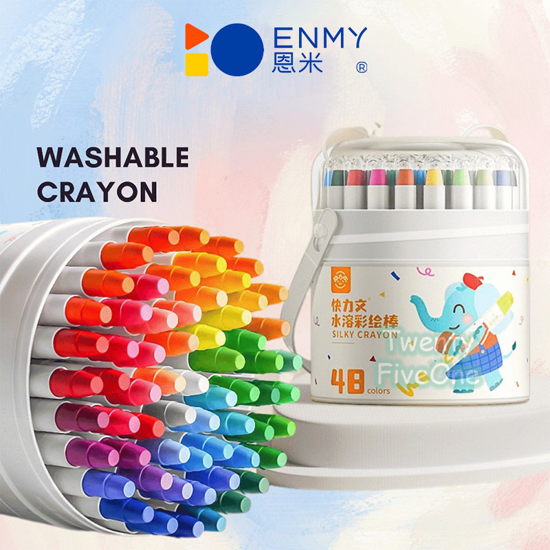Jual KUAILIWEN Washable Silky Crayon Non Toxic & Anti Kotor 36/48 Warna ...