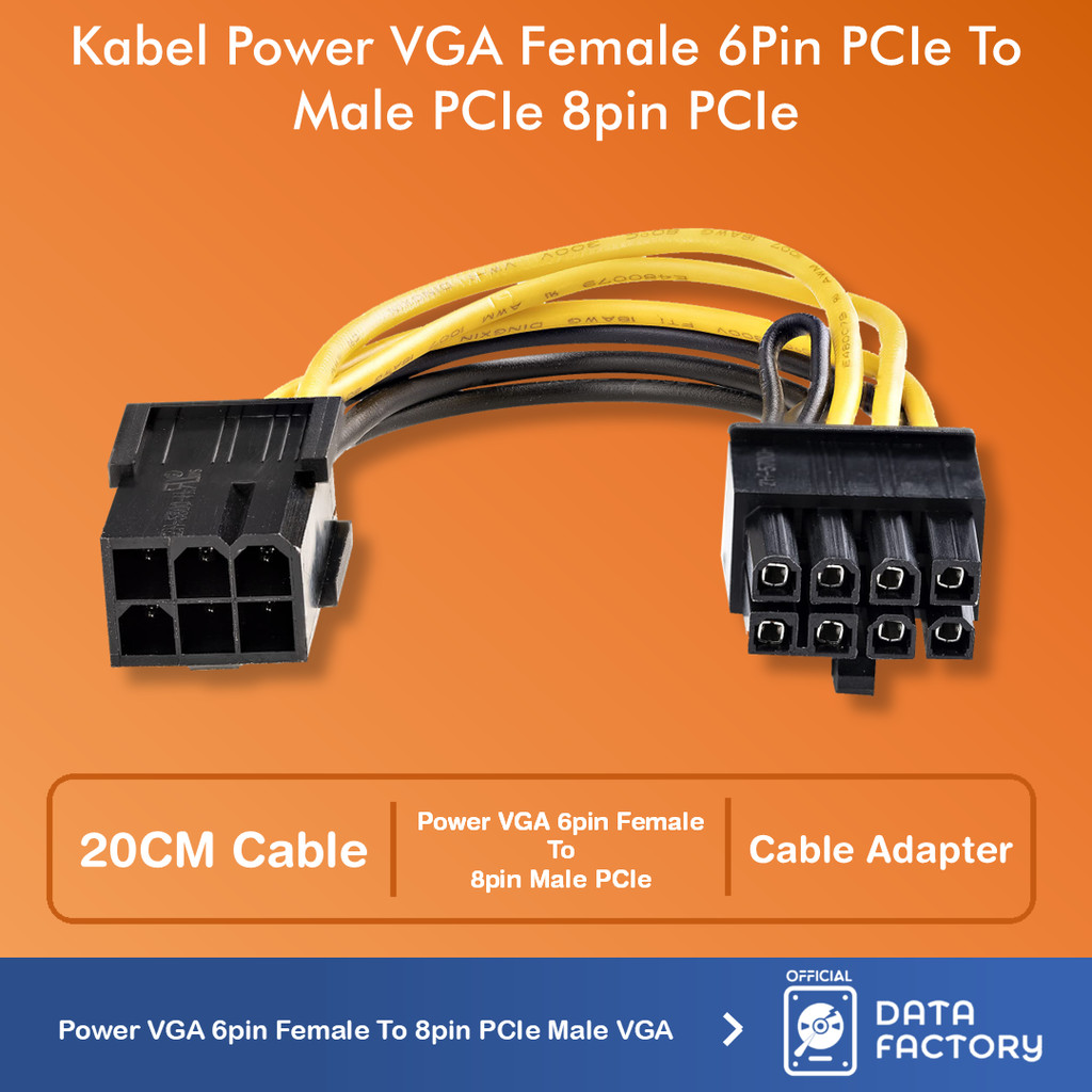 Jual Kabel Power VGA PCIE 6 pin Female to 8 pin Male 20cm PCI-E ...
