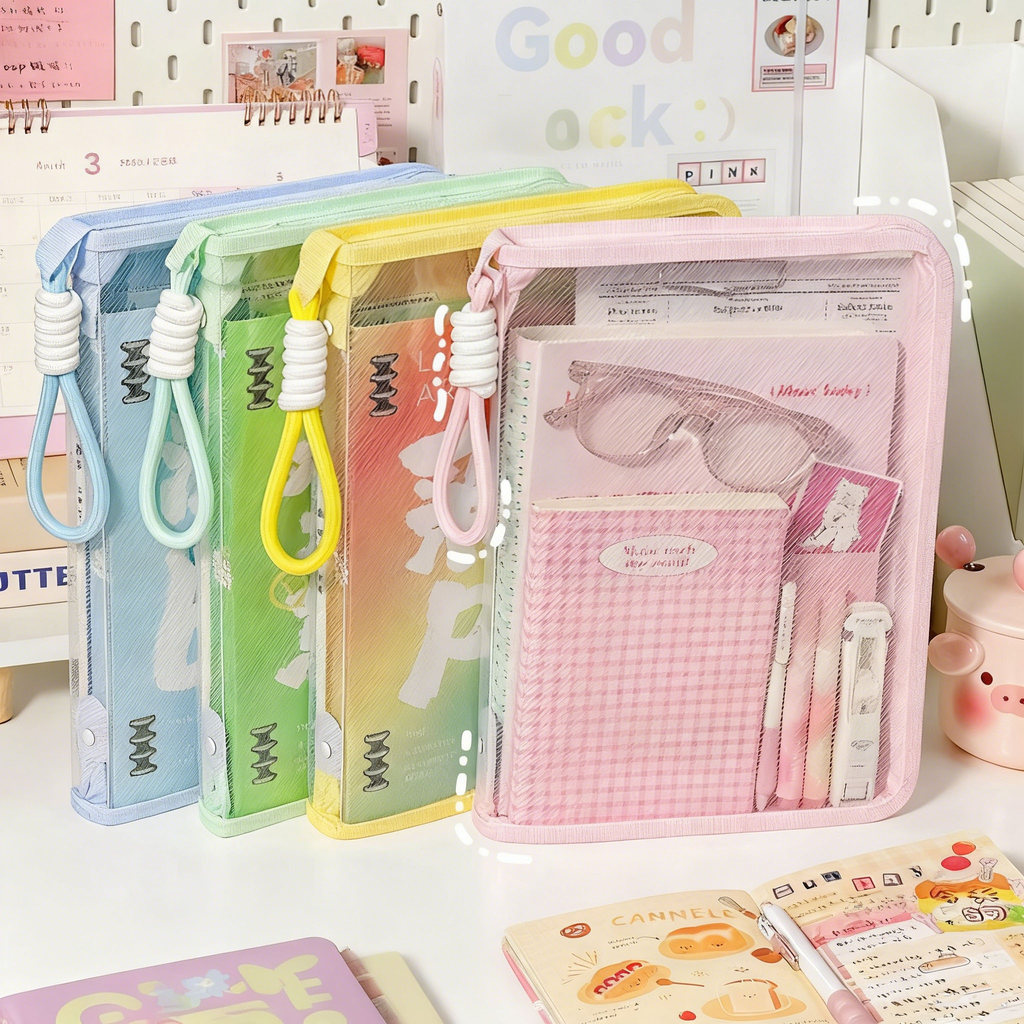 Jual Tas File / Map Dokumen Transparan A4, Warna Pastel Estetik & Bahan ...
