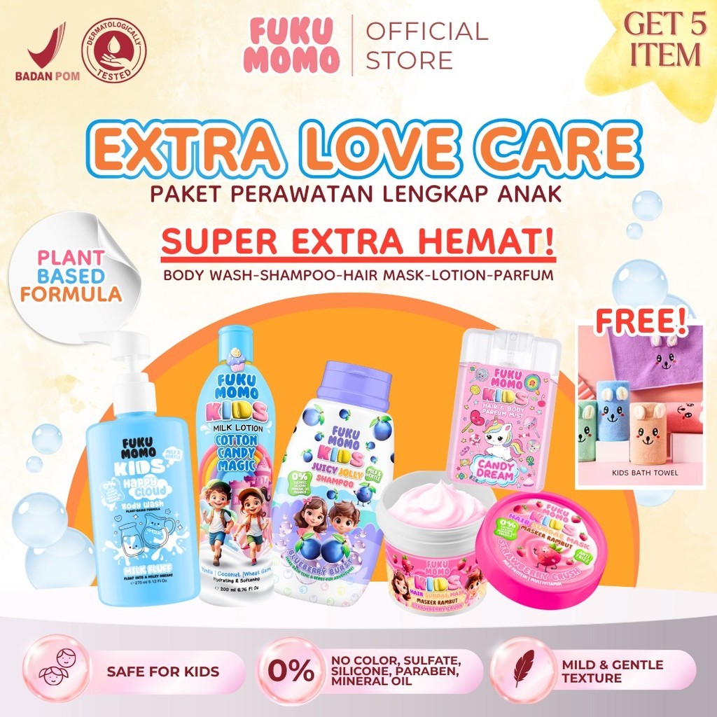 Jual [FREE TOWEL - BUNDLE 5pcs EXTRA LOVE] Fuku Momo Body Wash + Hair ...