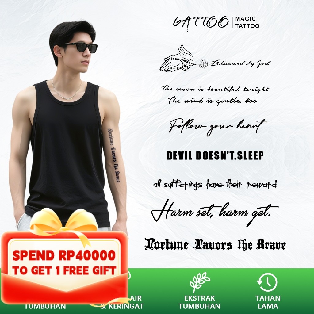Jual GATTOO Y09【Kombinasi kalimat bahasa inggris】stiker tato sementara ...