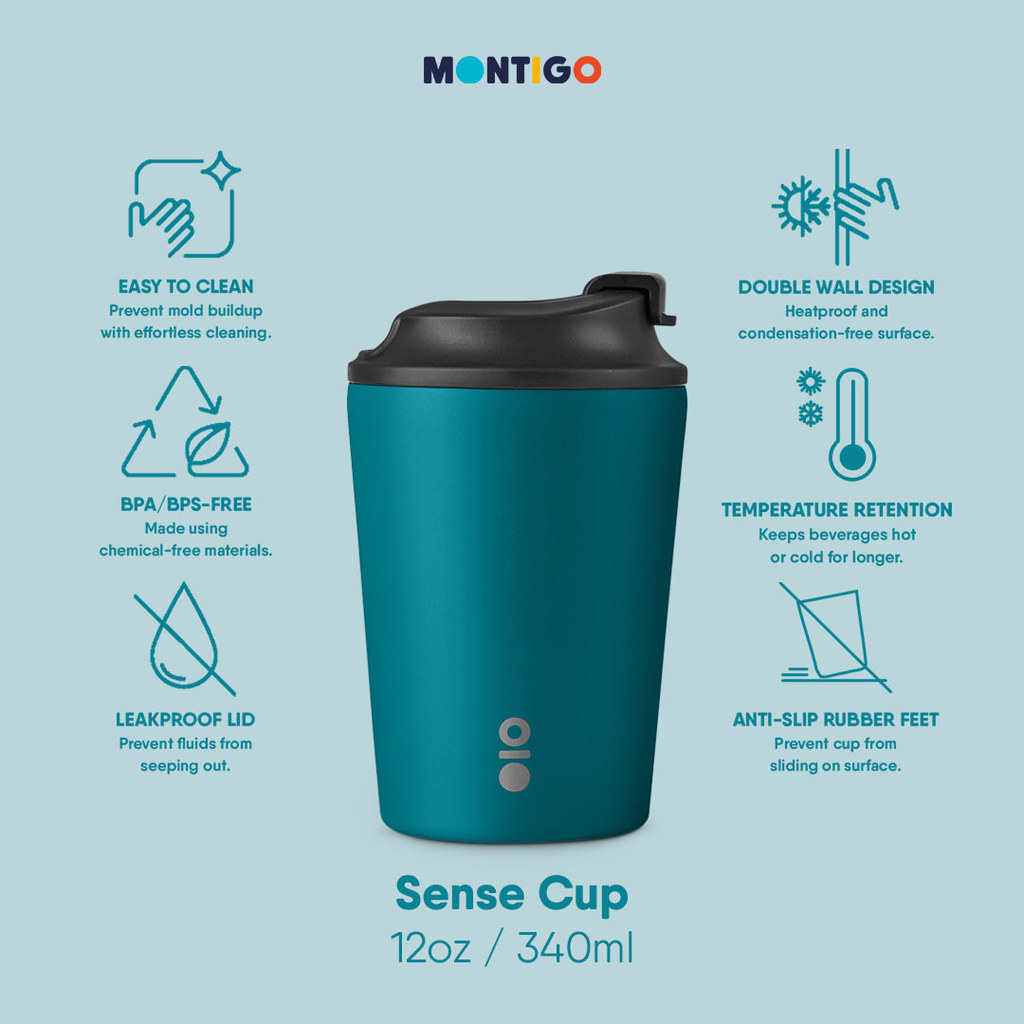 Jual Montigo | Sense Coffee Cup 12oz 340ml Dark Teal | Shopee Indonesia
